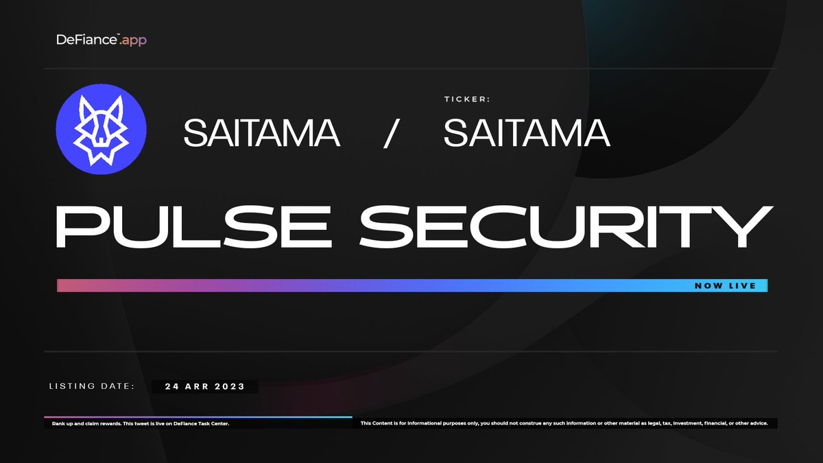 DeFiance.app on Twitter: ".@WeAreSaitama Pulse Security is now live on https://DeFiance.app ...