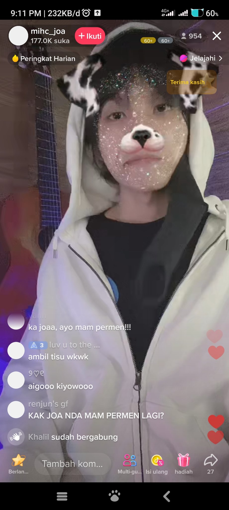 snow on Twitter: "@sunflowershf @prksjiiesung please jadi tadi akun nya live & muncul diberanda ...