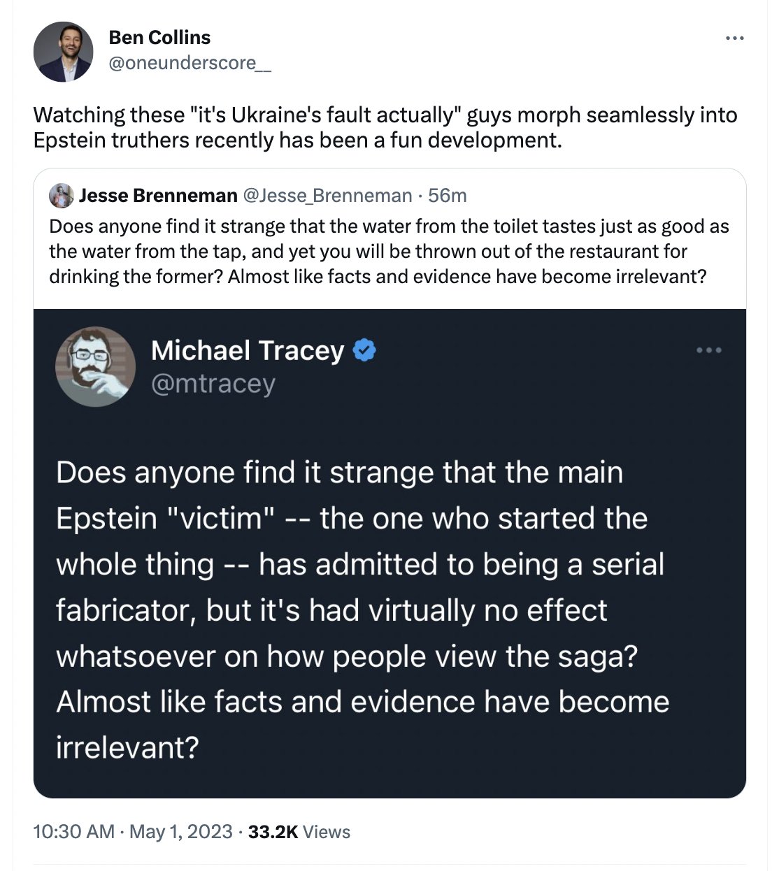 Michael Tracey on Twitter: "You can see why it wasn't widely reported that the main Epstein ...