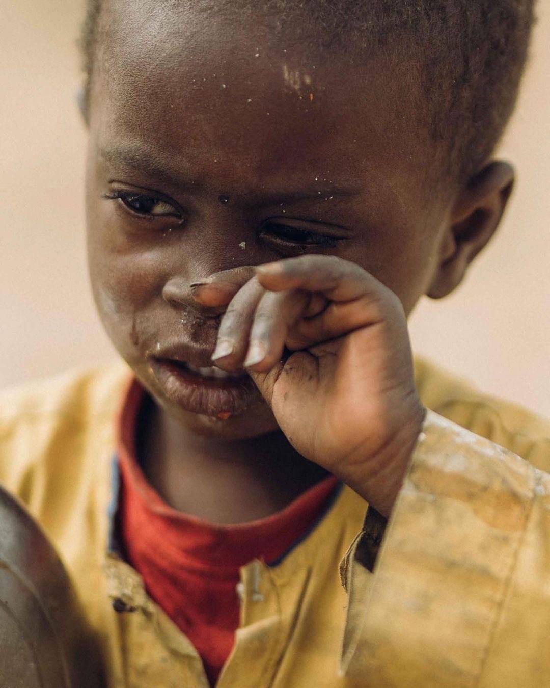 Poor Children Crying For Food