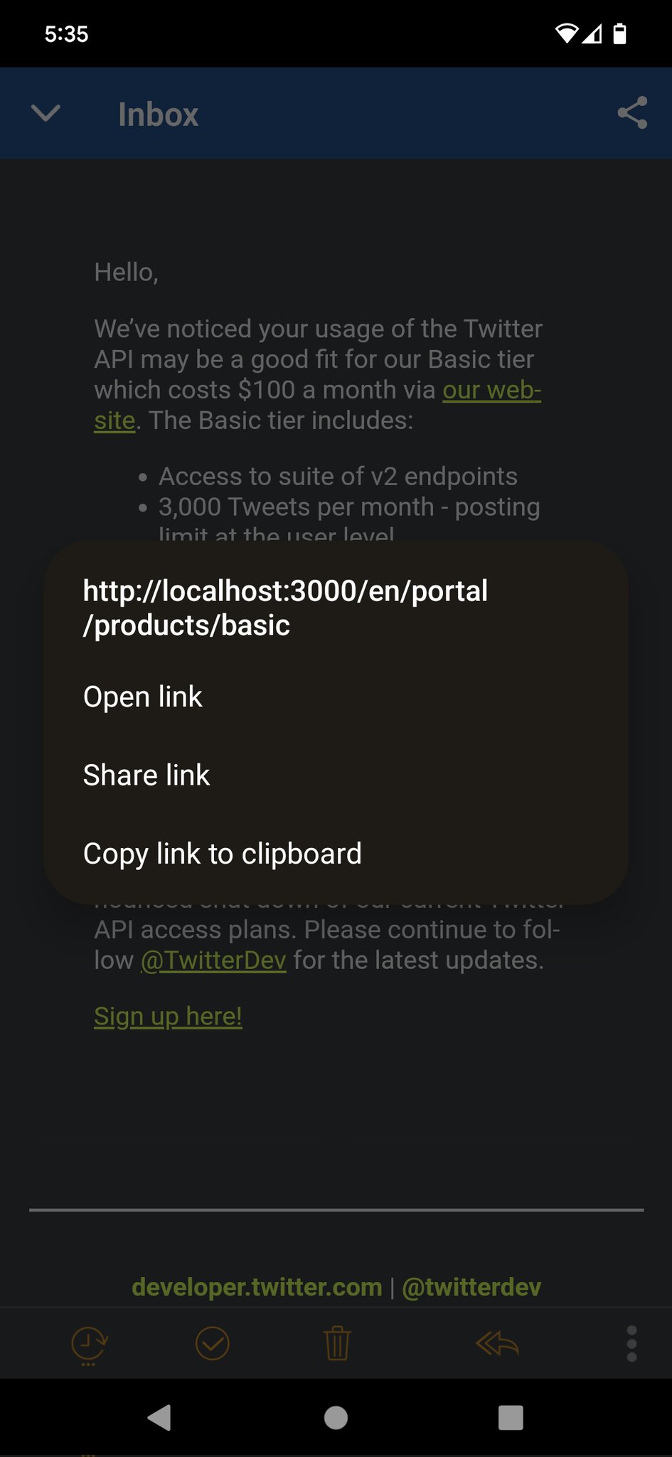 Katie Anderson on Twitter: "lmao at the "our website" link in this email from @TwitterDev truly ...