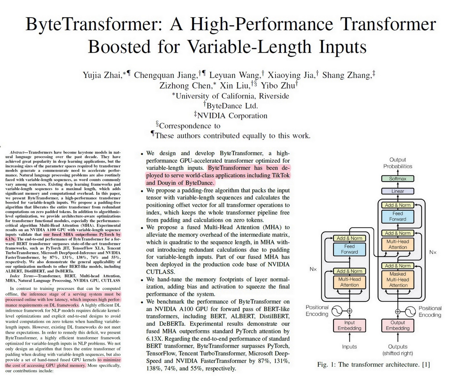 OGAWA, Tadashi on Twitter: "=> "ByteTransformer: A High-Performance Transformer Boosted for ...