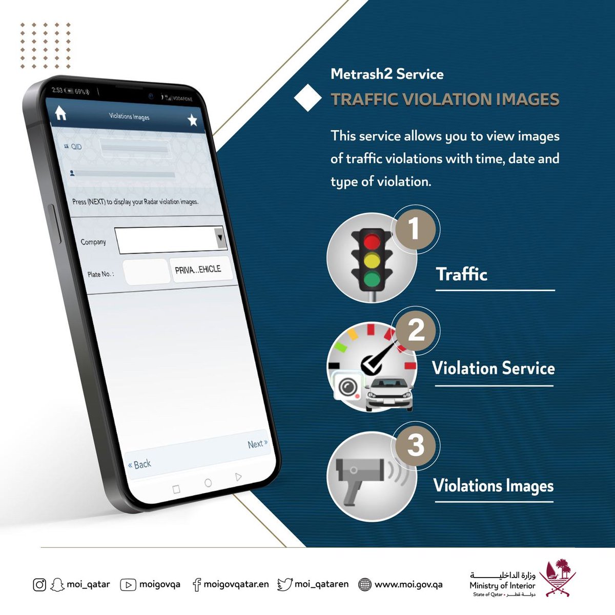 Ministry of Interior on Twitter: "The #Metrash2 application allows viewing images of traffic ...