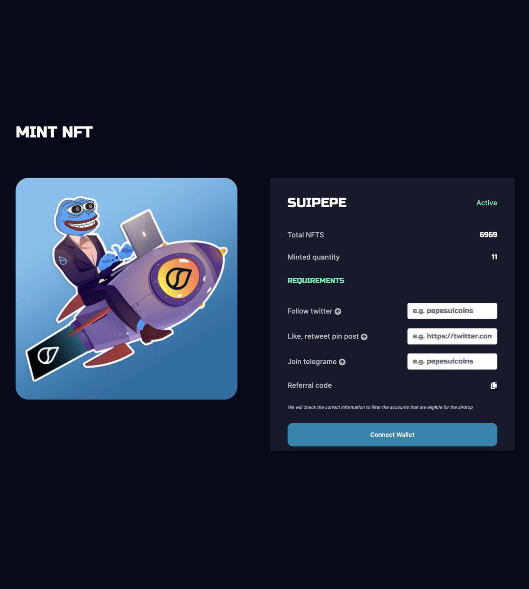 CryptoDuck 🔴 on Twitter: "[SUI] Mint SuiPepe NFT + $SPEPE เหรียญมีมจาก Sui เคลมได้หลัง Mainnet ...