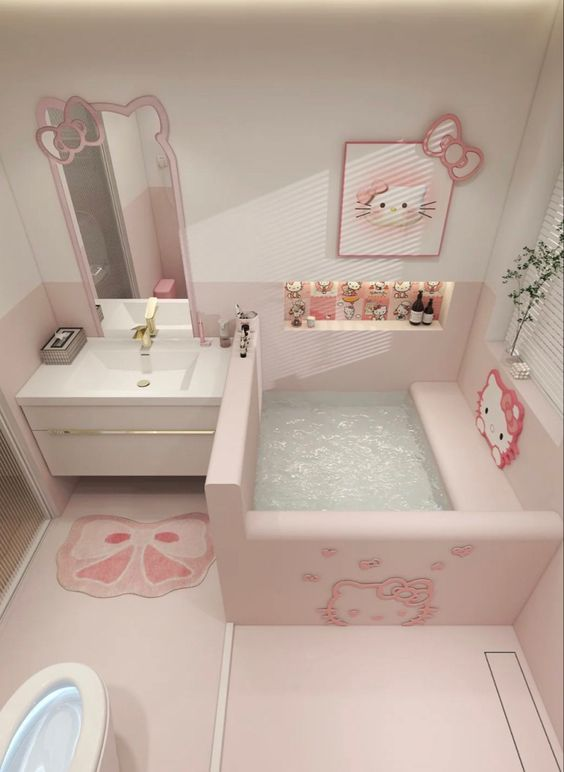 La vie est belle on Twitter: "Hello Kitty bathroom interior"