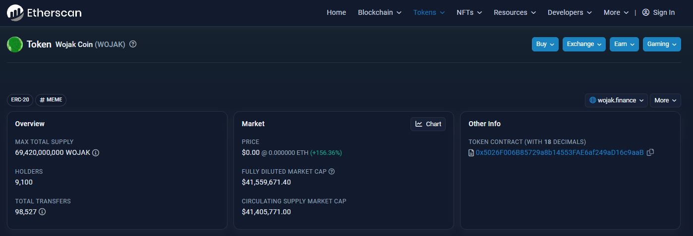 Wojak Coin $WOJAK on Twitter: "We are now verified on etherscan feels good man. $WOJAK https://t ...