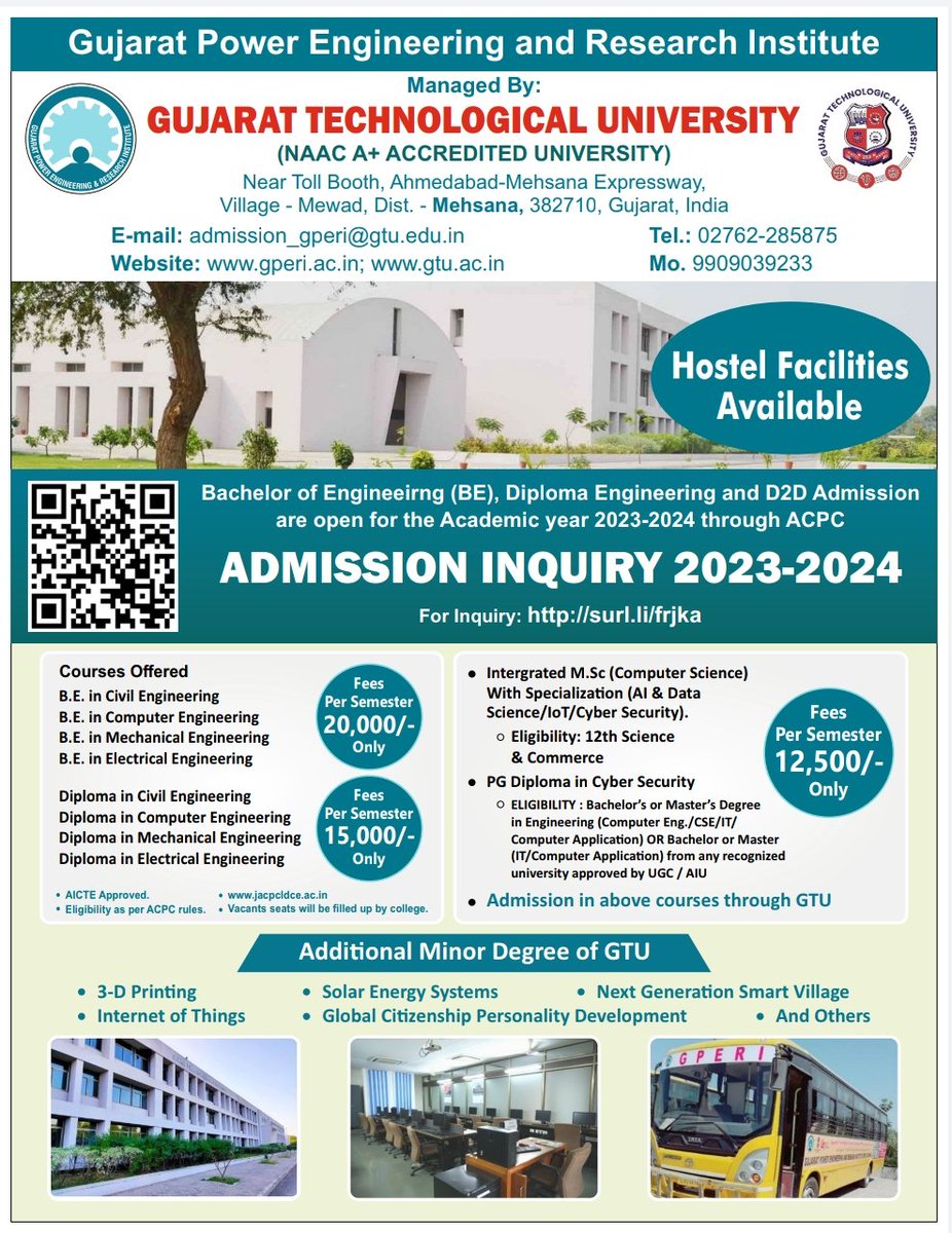 GTU on Twitter: "ADMISSION INQUIRY 2023-2024 #GPERI Managed by #GTU"