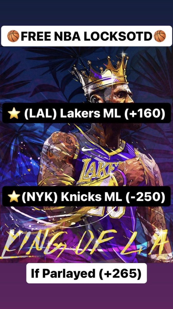 Locks OTD on Twitter: "🏀FREE NBA LOCKS OTD🏀 🔥🧹ANOTHER FREE SWEEP🧹🔥 ⭐️(LAL) Lakers ML (+160) ⭐️ ...