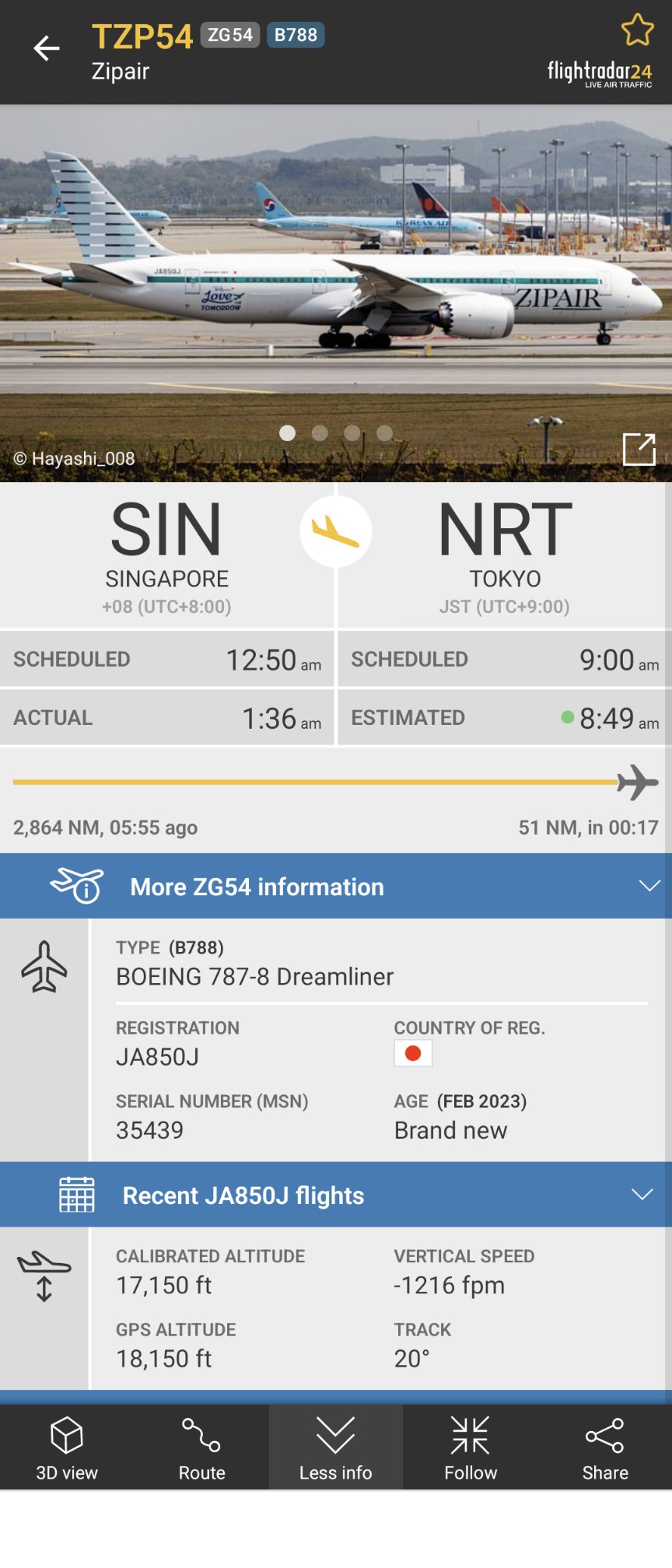 tanch on Twitter: "ZIPAIR ZG54 TZP54 from SIN to NRT B787-8 JA850J Ron Herman Love for Tomorrow ...