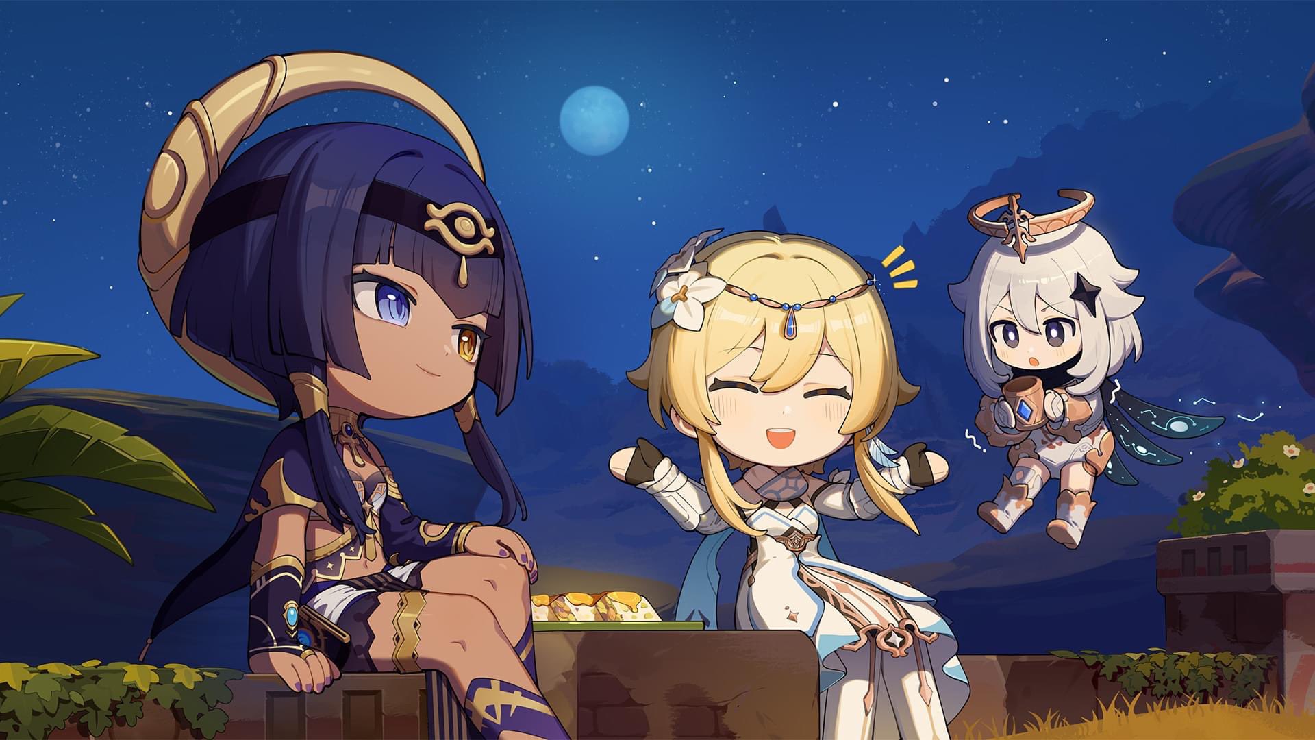 Genshin Update on Twitter: "#Lumine #Aether and #Paimon celebrating #Candace's birthday from web ...