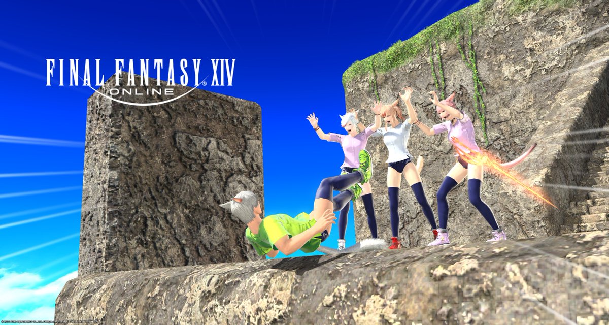 ヴィオ Viola Ashley ＠FF14 on Twitter: "「押すなよ、絶対押すなよ！？」ミハシラにて ロゴ入れたら大体誤魔化せる #ブルセン #FF14"