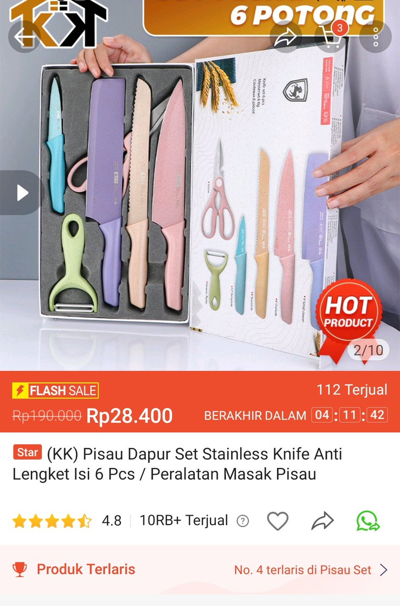 #BAC2023 on Twitter: "Pisau Dapur Set Stainless Anti Lengket 🥰 https://shope.ee/2L2e8E6Lb9"