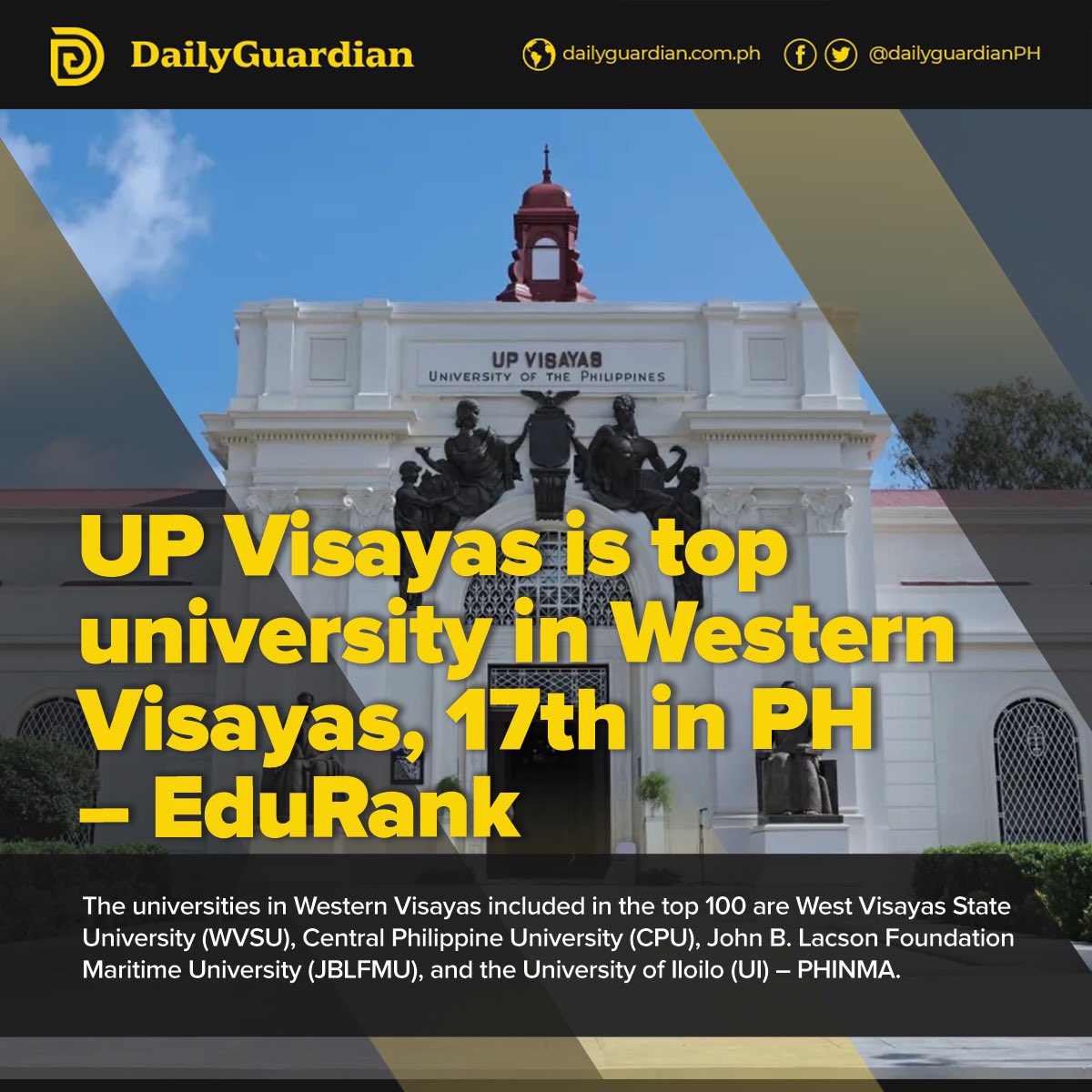 Daily Guardian on Twitter: "The University of the Philippines Visayas (UPV) is the top ...