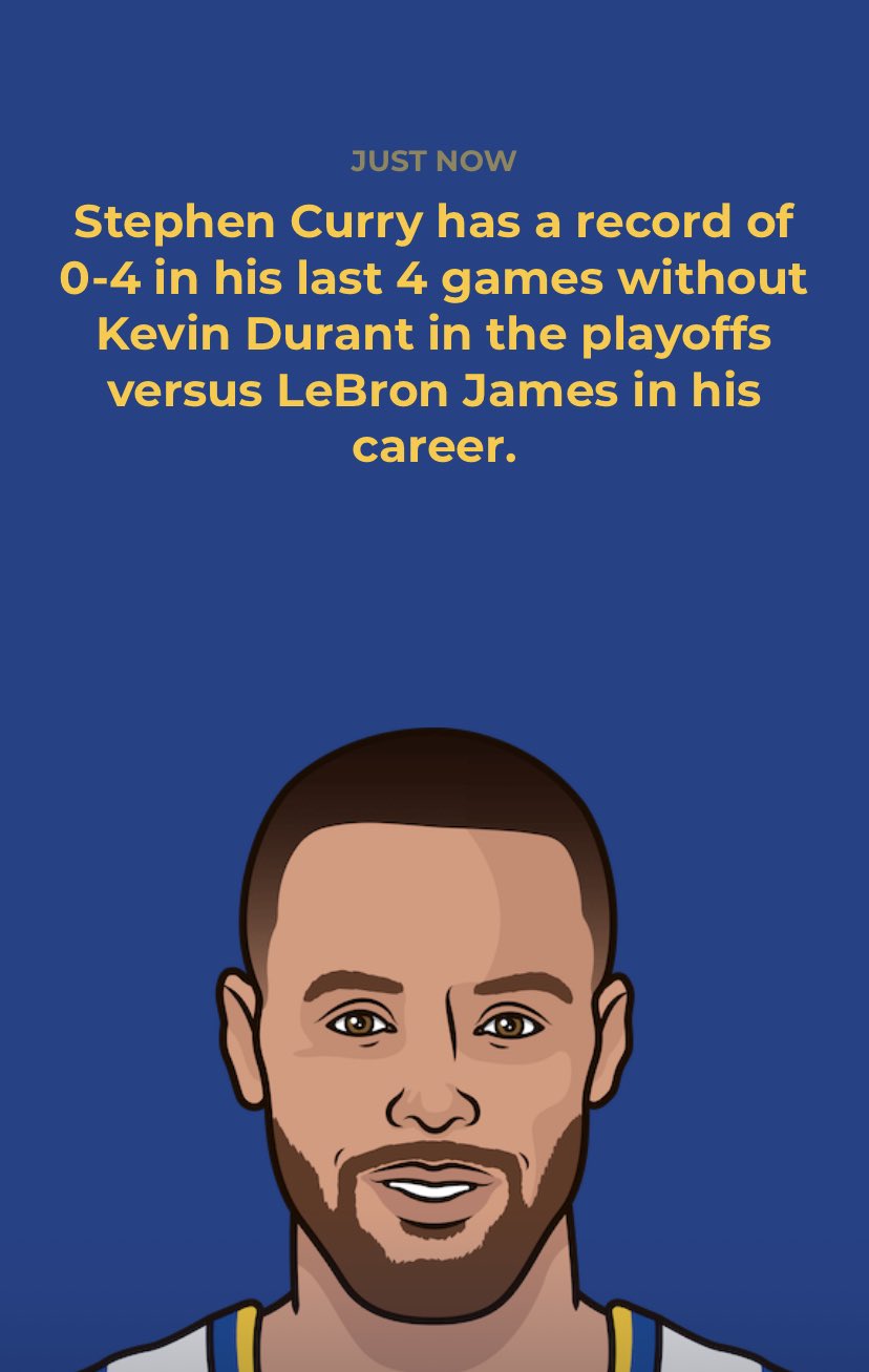 KDprime on Twitter: "Steph Curry in his last 4 PLAYOFF GAMES without Kevin Durant against LEBRON ...