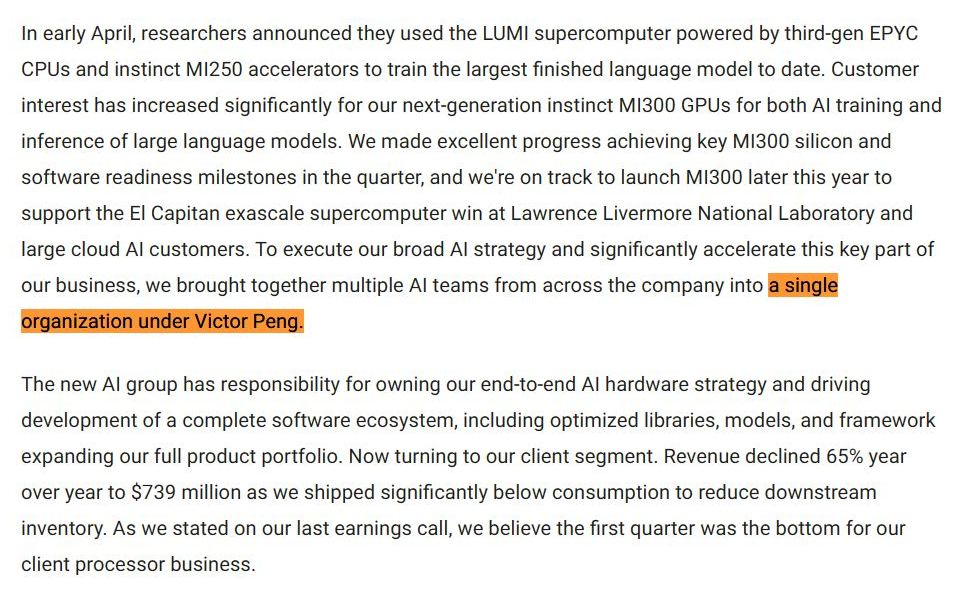 OGAWA, Tadashi on Twitter: "=> AMD Q1 2023 Earnings Call Transcript, May 2, 2023 https://fool ...