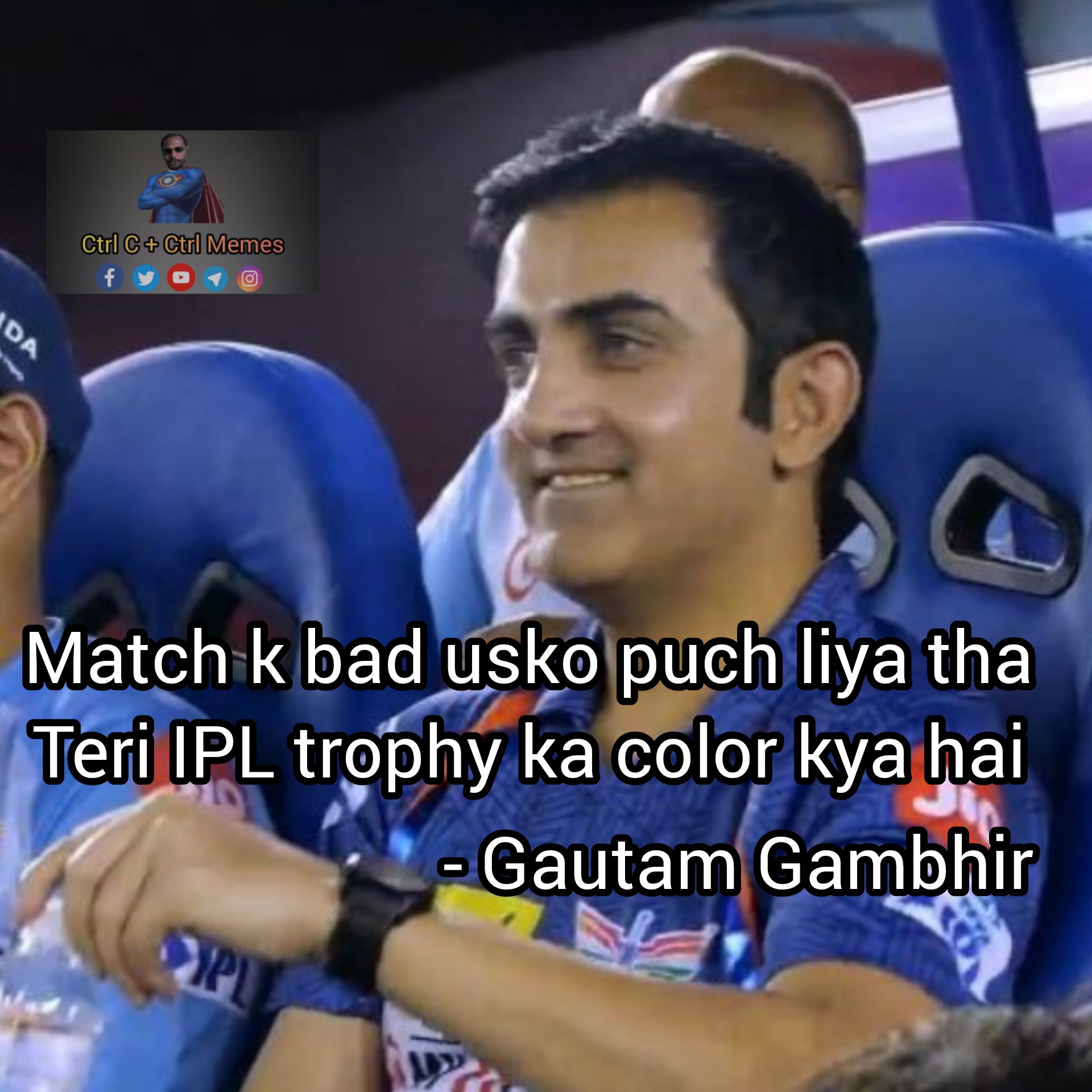 Gambhir Memes After A Record Win On #RCB, The #KKR Captain Gautam