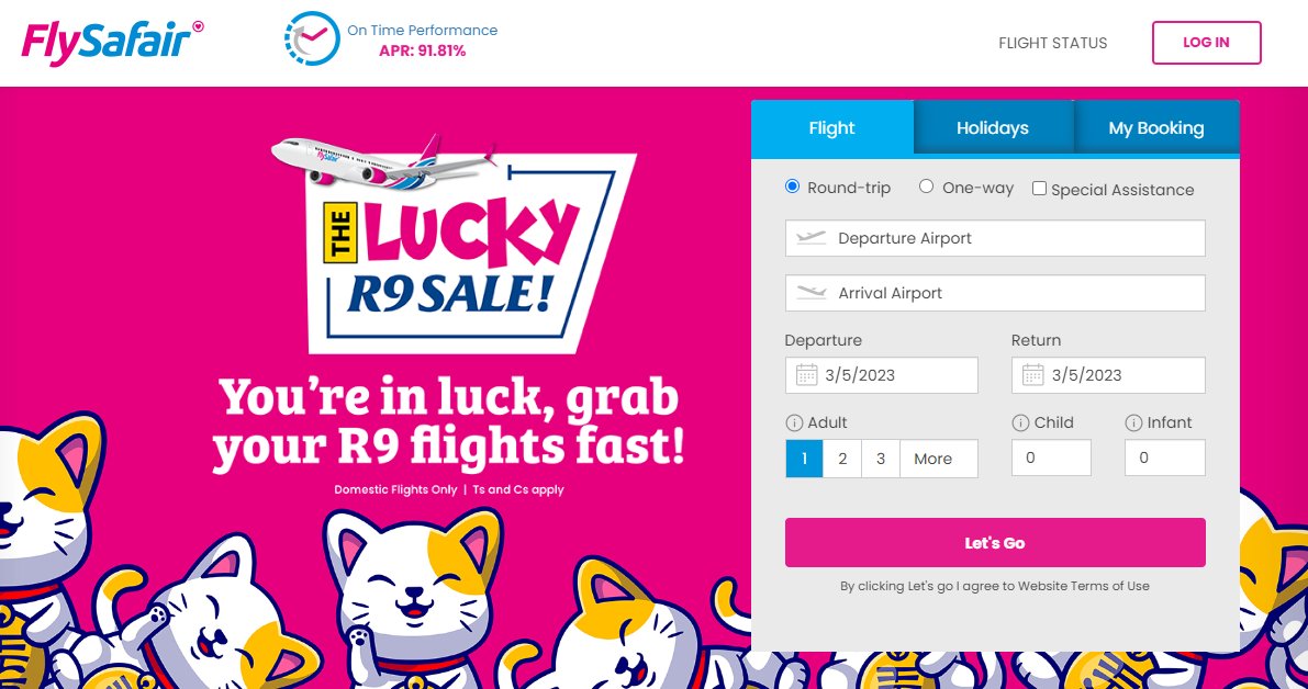 FlySafair on Twitter: "@AndrewChinnah Scroll up - it sounds like you are in the waiting room ...