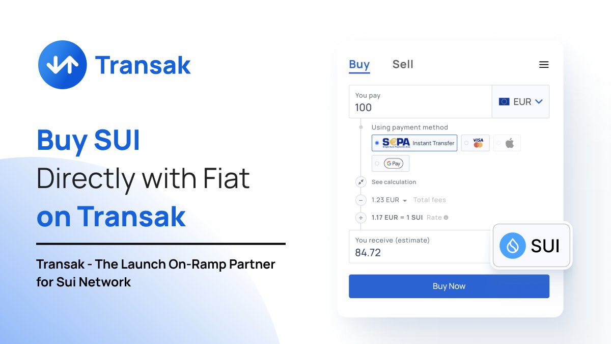 Transak on Twitter: "👋@SuiNetwork @Transak now supports #SUI, the revolutionary Layer-1 ...