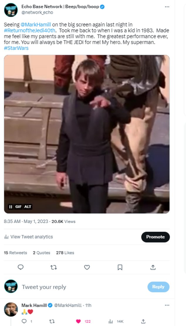 Echo Base Network | Beep/bop/boop on Twitter: "Always a great #starwars day when Mark Hamill ...