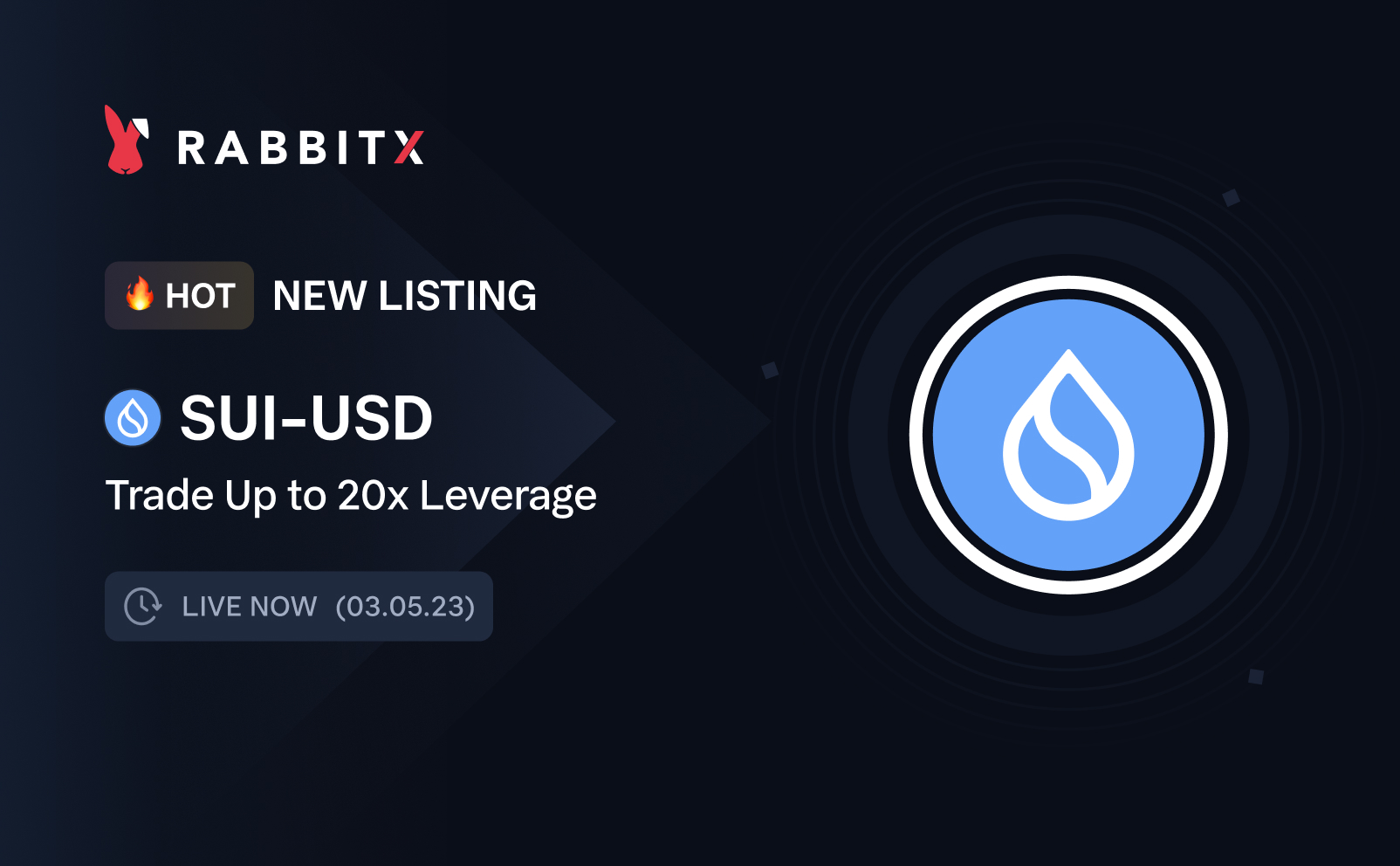 RabbitX on Twitter: "🎉 HOT LISTING! The FIRST💧 $SUI perpetuals market has launched on #RabbitX ...