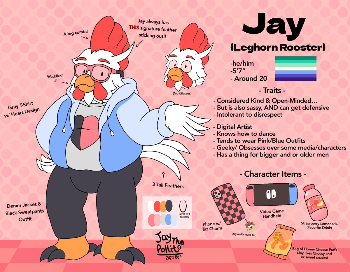 Reuni! 🏳️‍🌈 🐟 on Twitter: "RT @JayThePollito: 💖🐓NEW JAY REF SHEET🐓💙 Includes elements of Jay's ...