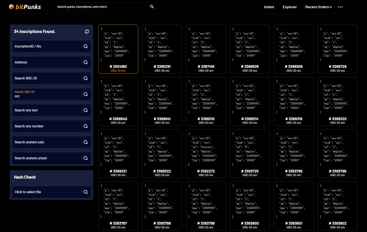 OrcDAO on Twitter: "Applause for the first ORC-20 search https://bitpunks.io/Explorer ...