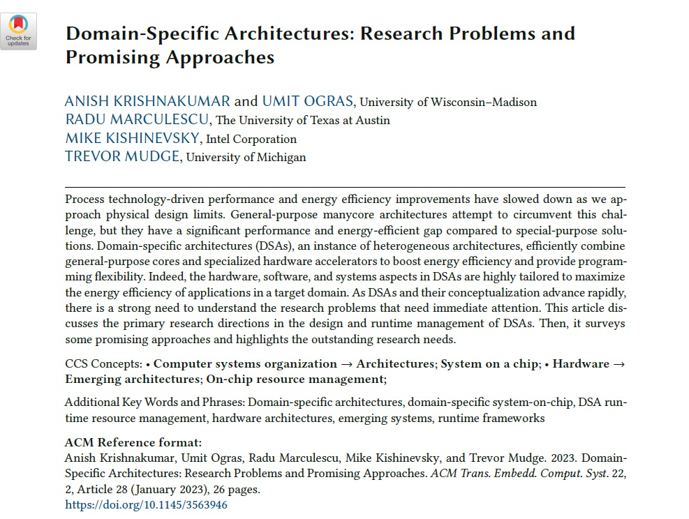 OGAWA, Tadashi on Twitter: "=> "Domain-Specific Architectures: Research Problems and Promising ...
