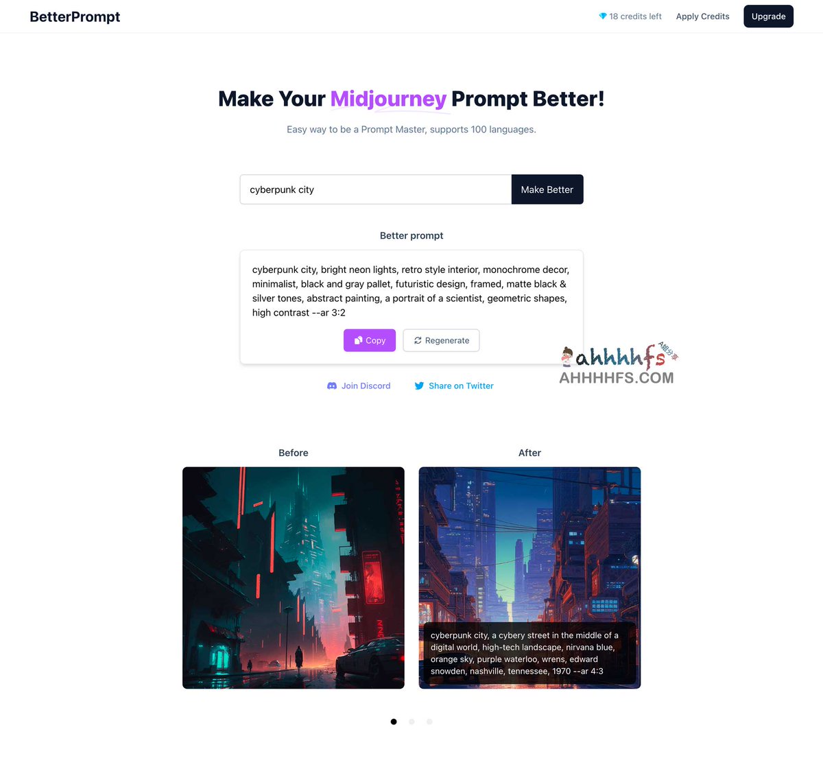 ahhhhfs on Twitter: "midjourney Prompt优化工具：BetterPrompt 支持100多种语言🤤🤤 优化前↙️↘️后对比 👉https://ahhhhfs ...