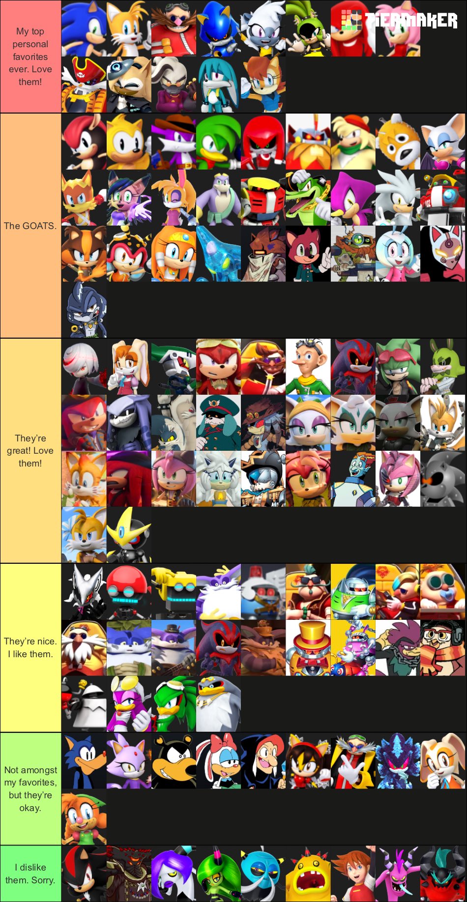 All Sonic Characters Ever Made List