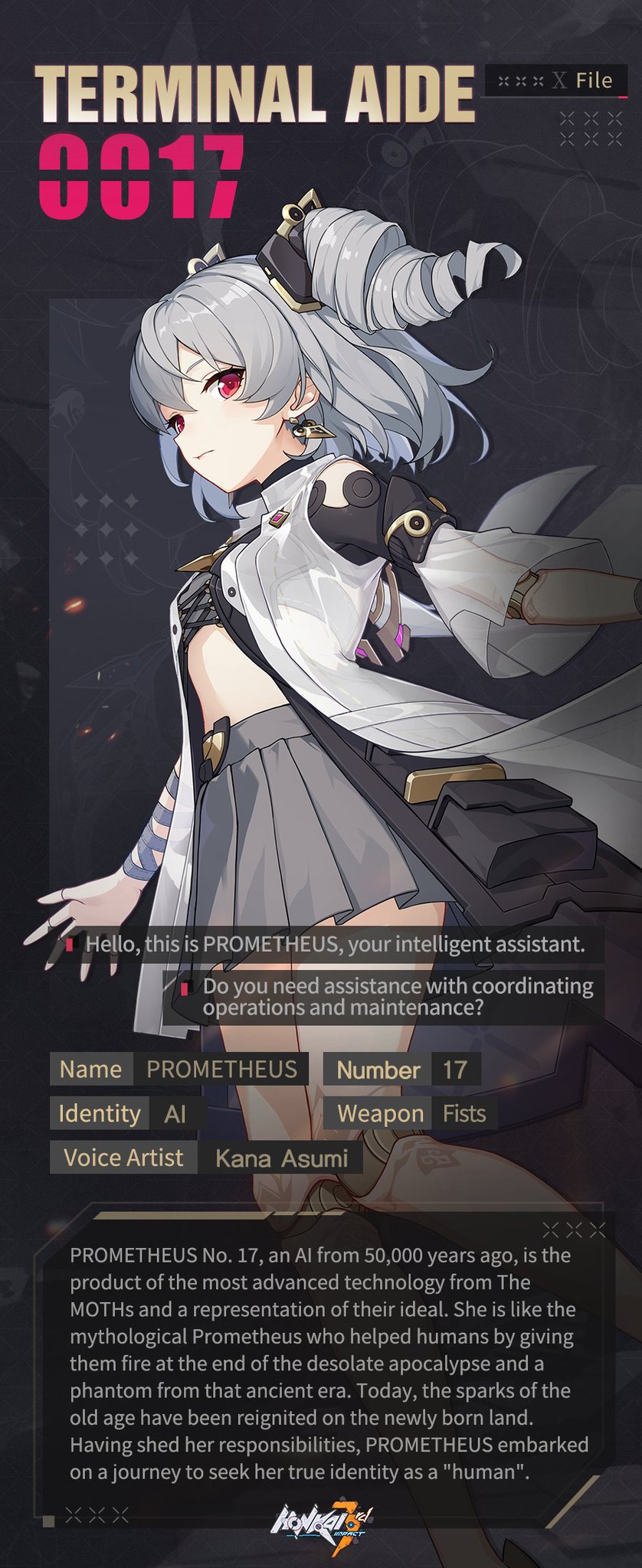 Honkai Impact 3rd on Twitter: "Terminal Aide 0017 Archive #1 "Hello, this is PROMETHEUS, your ...