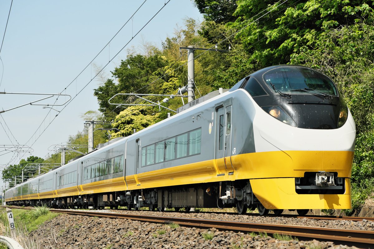 黒豆 on Twitter: "E657系 K2編成 フレッシュひたち色 イエロージョンキル塗装 1枚目 1M 2枚目 12M 2023．05．04 常磐線沿線 天気が良いと色が映えますね～"