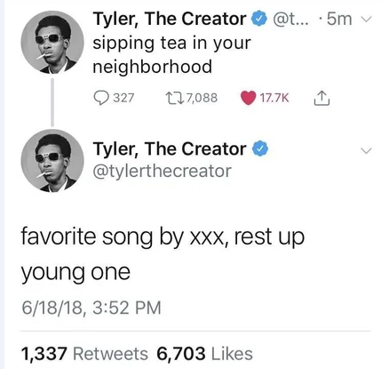 RileyTaugor 🏴 on Twitter: "Tyler, the Creator's deleted tweets when XXXTentacion died."