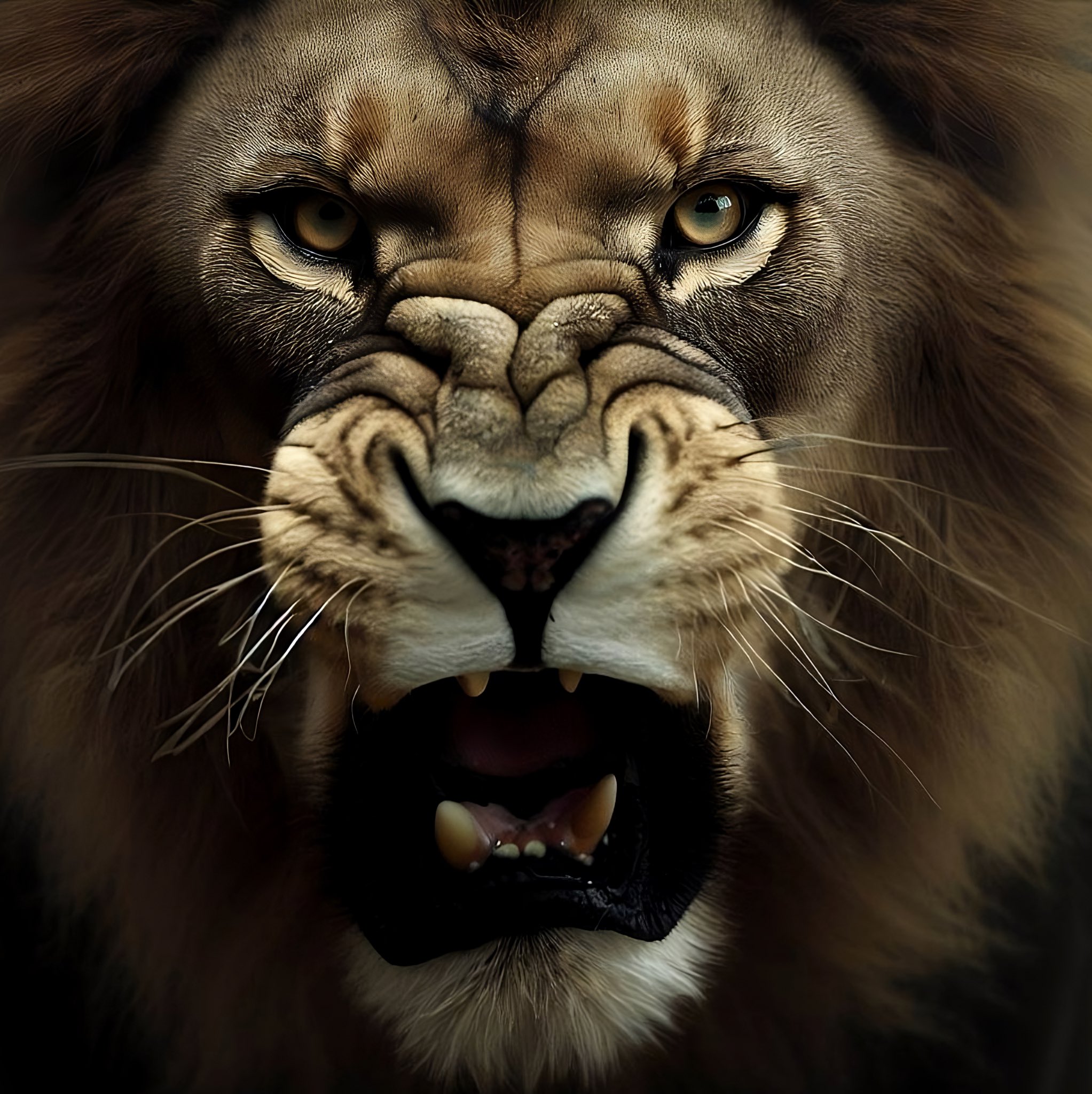 Angry Male Lion Faces