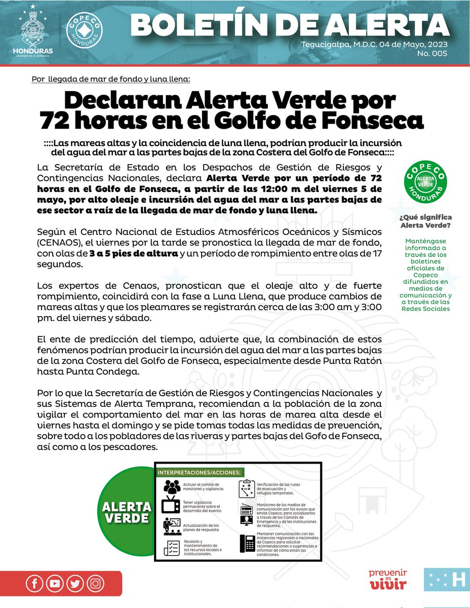 Secretaría De Gestión De Riesgos Y Contingencias On Twitter 📢 Boletín