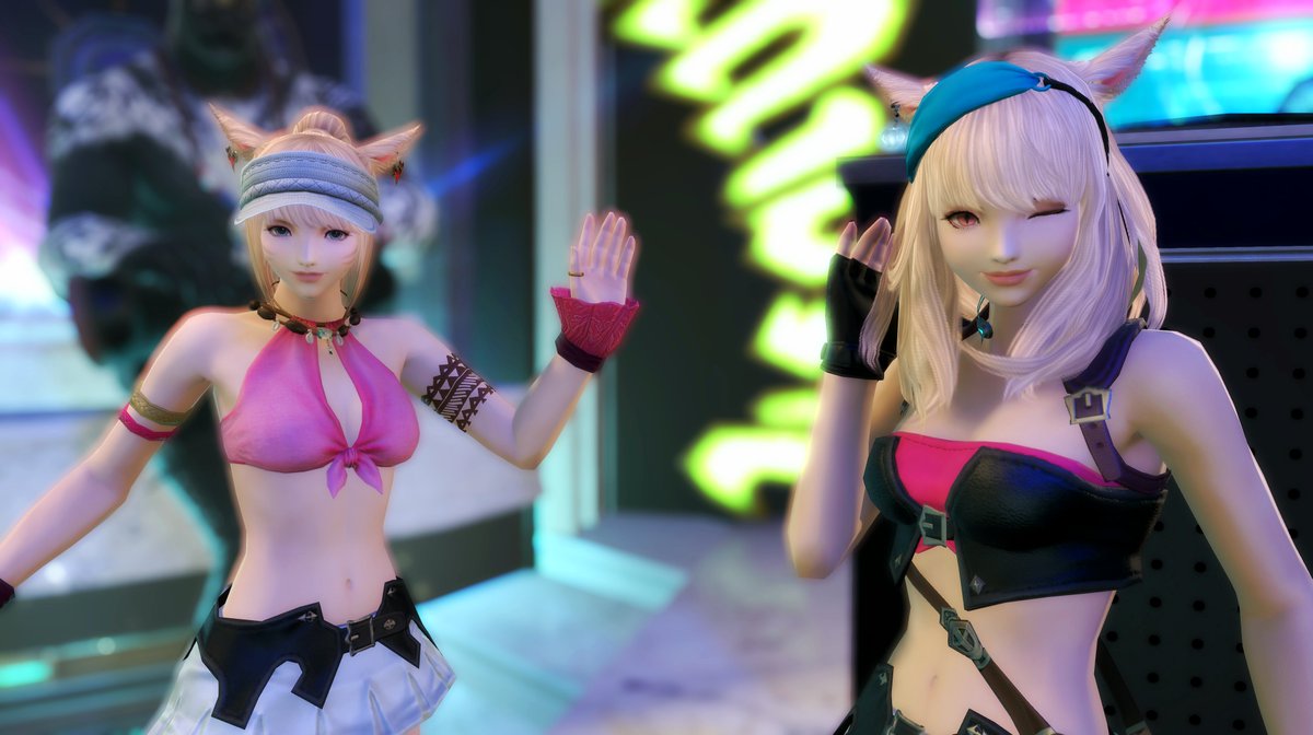 Okashiya@ff14 on Twitter: "寝る前は当然 #ODILE_ff14 行ってきた！ オディール衣装のキャットタワーや久しぶりにメンズでタワー出来ててカッコ良かった♪ き ...