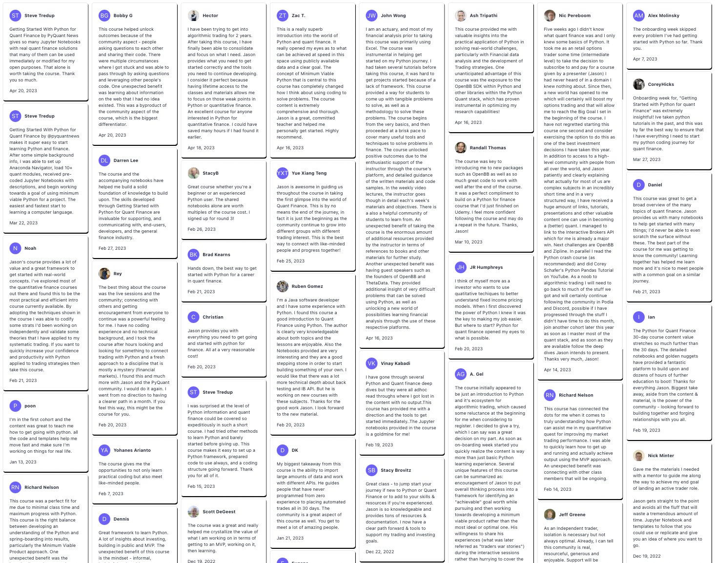 Pyquant News 🐍 On Twitter The Testimonials For Getting Started With