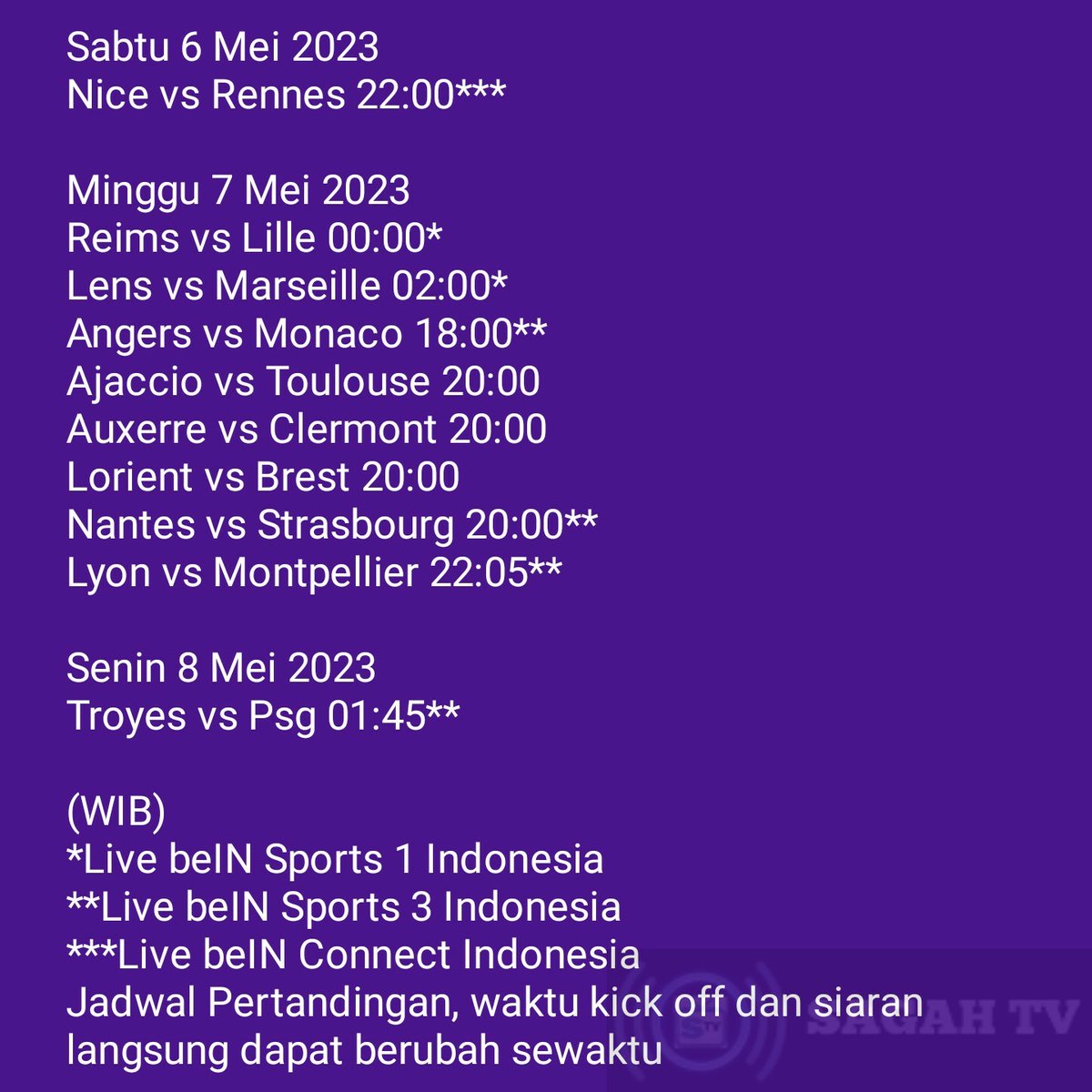 sagahtvlive on Twitter: "#Jadwal Pertandingan :EPL (P-35) :Serie A Italia (P-34) :Bundesliga (P ...