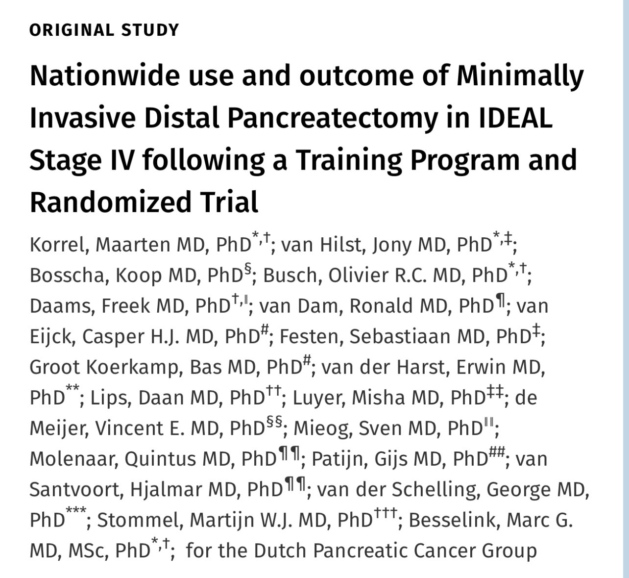 Marc Besselink on Twitter: "Nationwide 🇳🇱 use of MIS distal pancreatectomy since the #LEOPARD ...