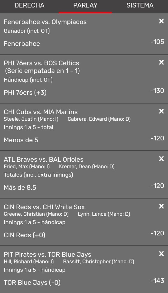 Dino Picks (Apuestas Deportivas) on Twitter: "⭐ Ya salieron 2 oficiales ⭐ #MLB U5.0 F5 Cubs ...