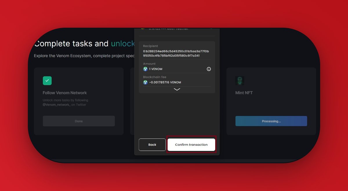 BMS on Twitter: "12/ • To Claim your NFT, go to: https://venom.network/tasks Now, do these 3 ...