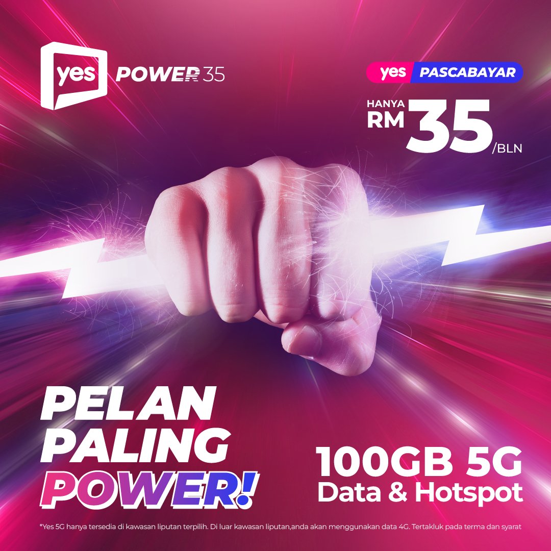 Yes.5G on Twitter: "Memperkenalkan Yes Power 35 pelan pascabayar 5G paling POWER di Malaysia!💥 ...