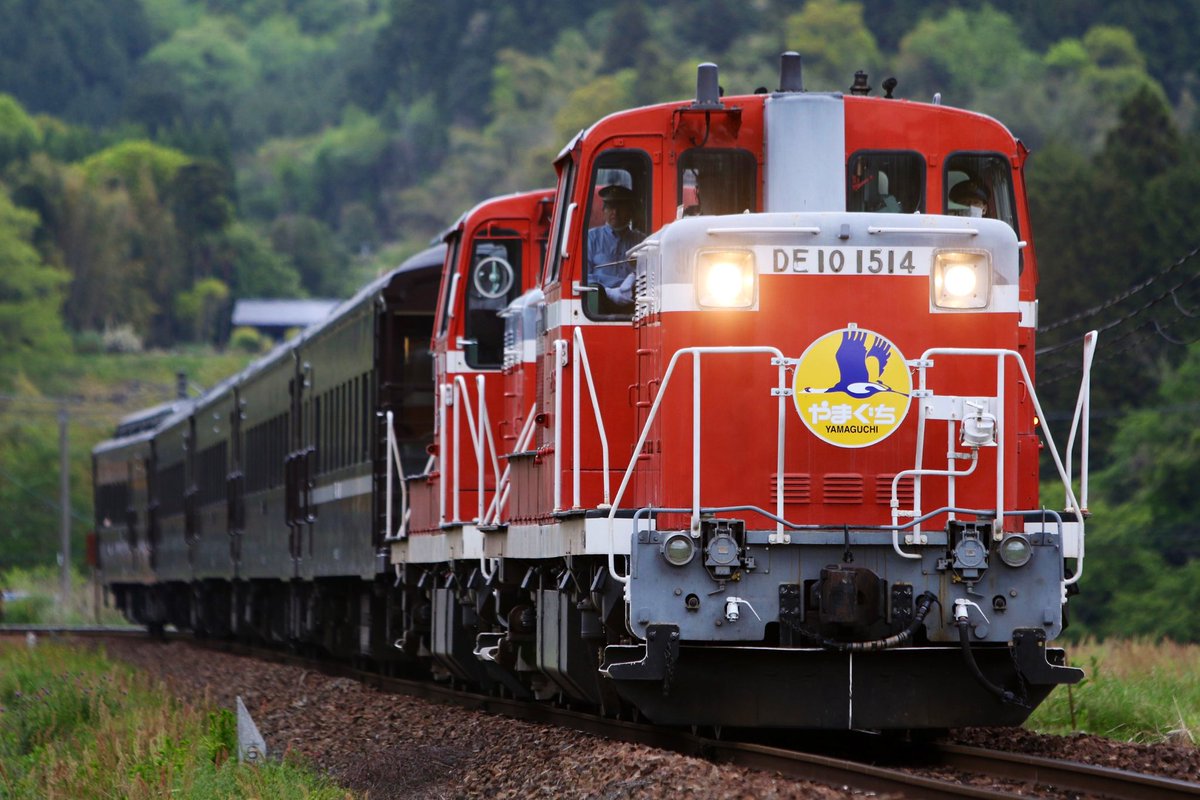 F on Twitter: "5/5 8521レ〜8522レ DLやまぐち号 DE10-1531+DE10-1514+35系 本門前晴れ🥹"