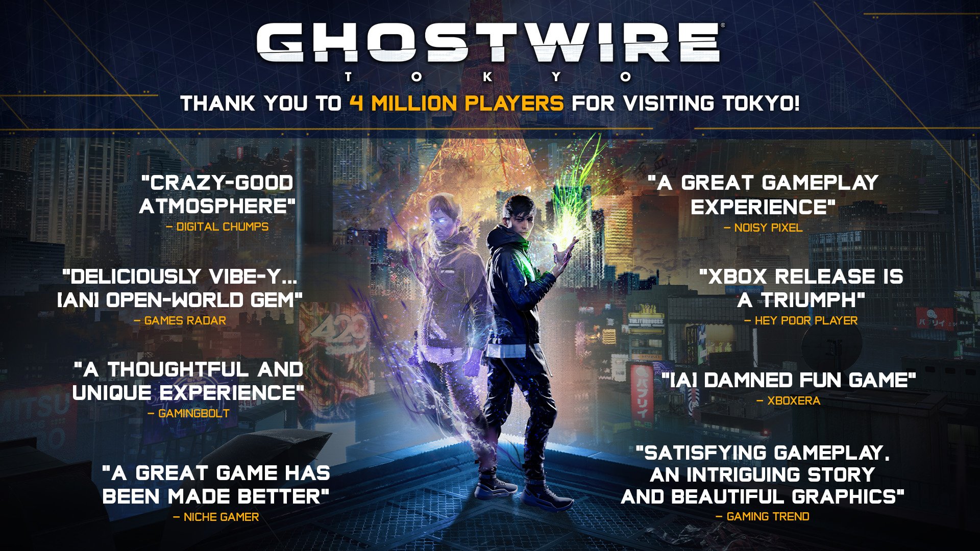 Benji-Sales on Twitter: "Tango Gameworks has announced Ghostwire Tokyo has passed 4 Million ...