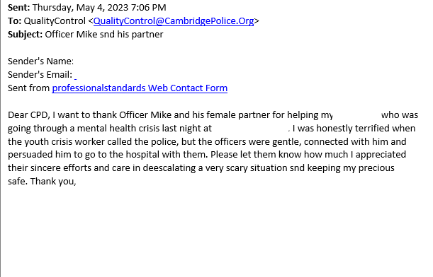 Cambridge Police👮🏽 on Twitter: "We received these powerful emails from a #CambMA parent last ...
