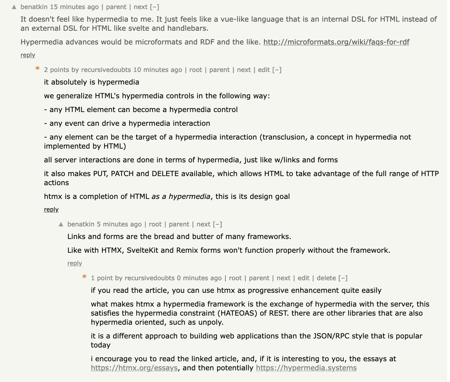 htmx.org on Twitter: "@quii @IamFridayLove "i will not engage with the HN comment sections ...