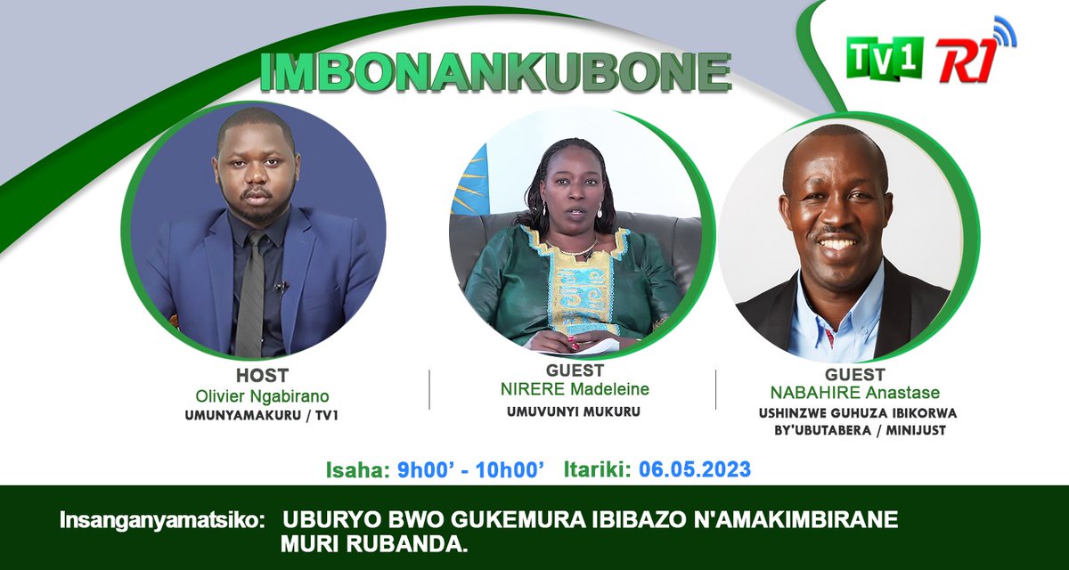 TV1 Rwanda on Twitter: "UBURYO BWO GUKEMURA IBIBAZO N'AMAKIMBIRANE MURI RUBANDA. Turabararikira ...