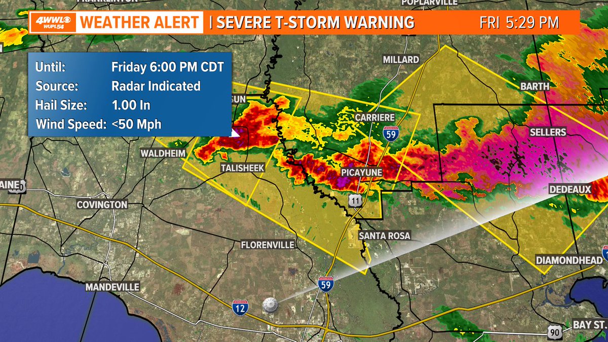Alexandra Cranford WWL-TV on Twitter: "RT @wwltvweather: A Severe Thunderstorm Warning has been ...