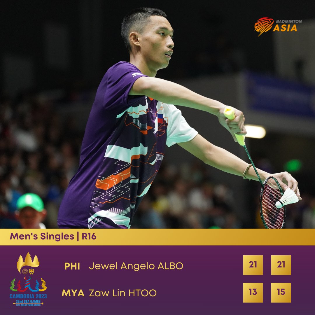 Badminton Asia on Twitter: "SEA Games 2023 Score Update R16: Men’s Singles Jewel Angelo ALBO 🇵🇭 ...