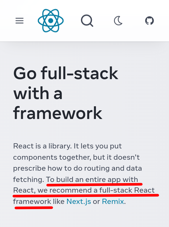 ruanyf on Twitter: "React 官网的首页写着，别直接用 React，用高层框架。https://t.co/e3bZwChWwA https://t.co ...