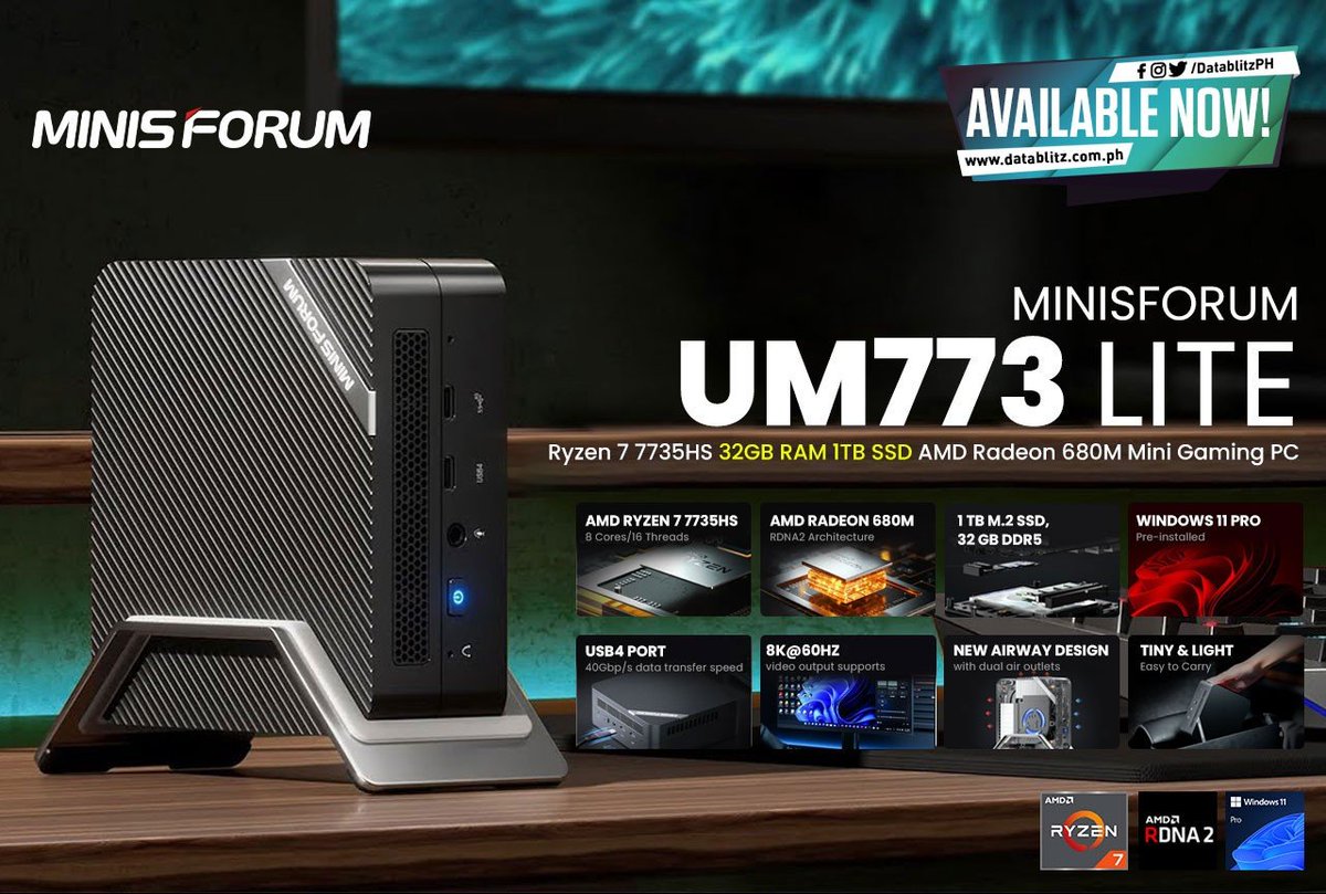 DataBlitz on Twitter: "SMALL AND POWERFUL. Minisforum UM773 Lite Ryzen 7 7735HS 32GB RAM 1TB SSD ...
